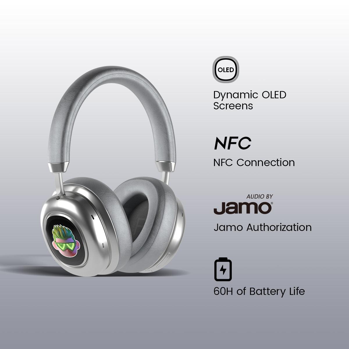 MorningBlues Headphones with OLED Screen,NFC,Noise-cancelling-VWS X1
