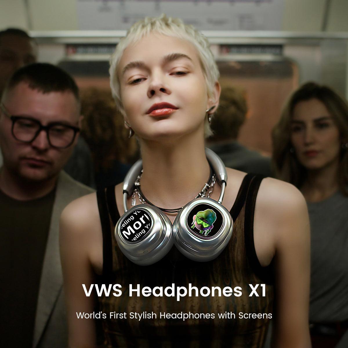 MorningBlues Headphones with OLED Screen,NFC,Noise-cancelling-VWS X1