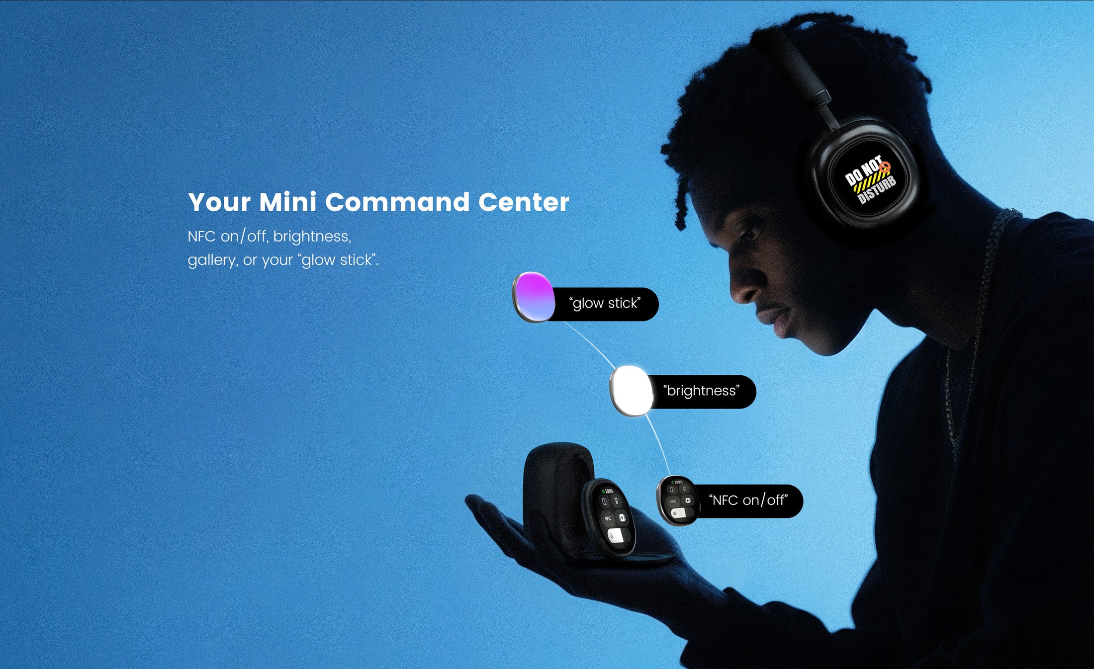 MorningBlues Headphones with OLED Screen,NFC,Noise-cancelling-VWS X1